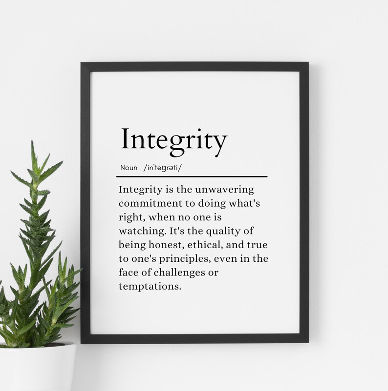 Integrity Printable Wall Art, Definition, Classroom Poster, Home Office ...