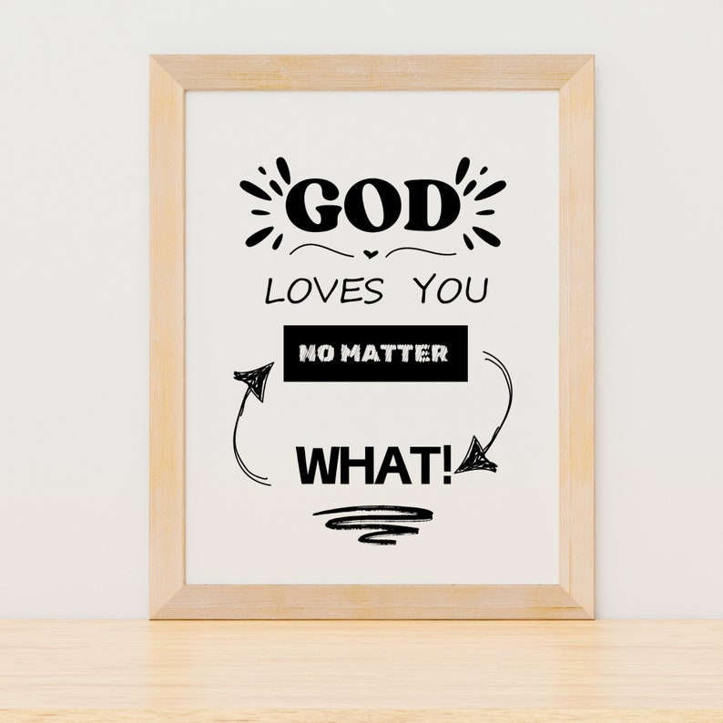 God Loves You Printable Wall Art, Inspirational Quote (digital Download ...
