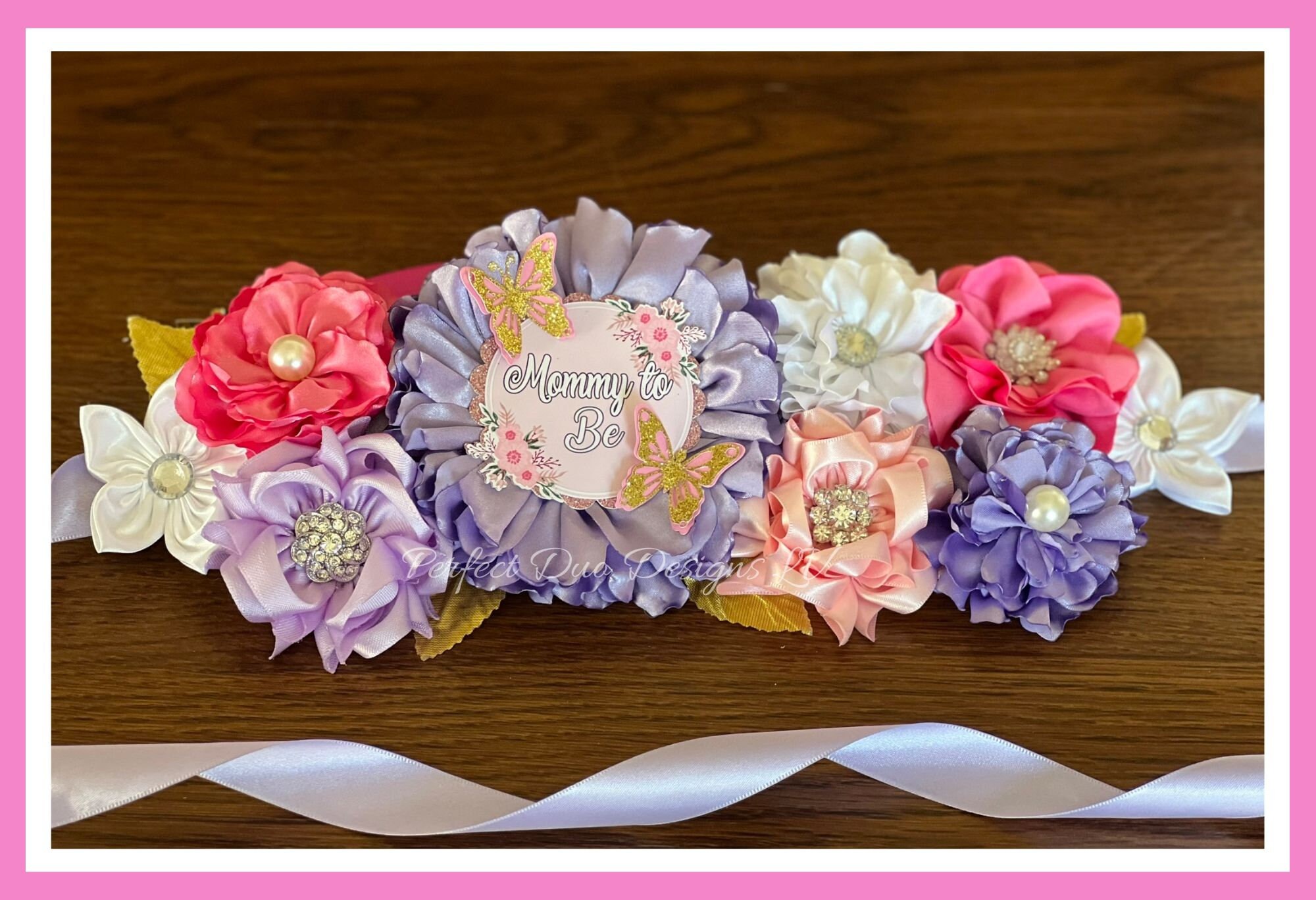 Butterfly Belly Sash, Butterfly Maternity Sash and Pin, Floral ...