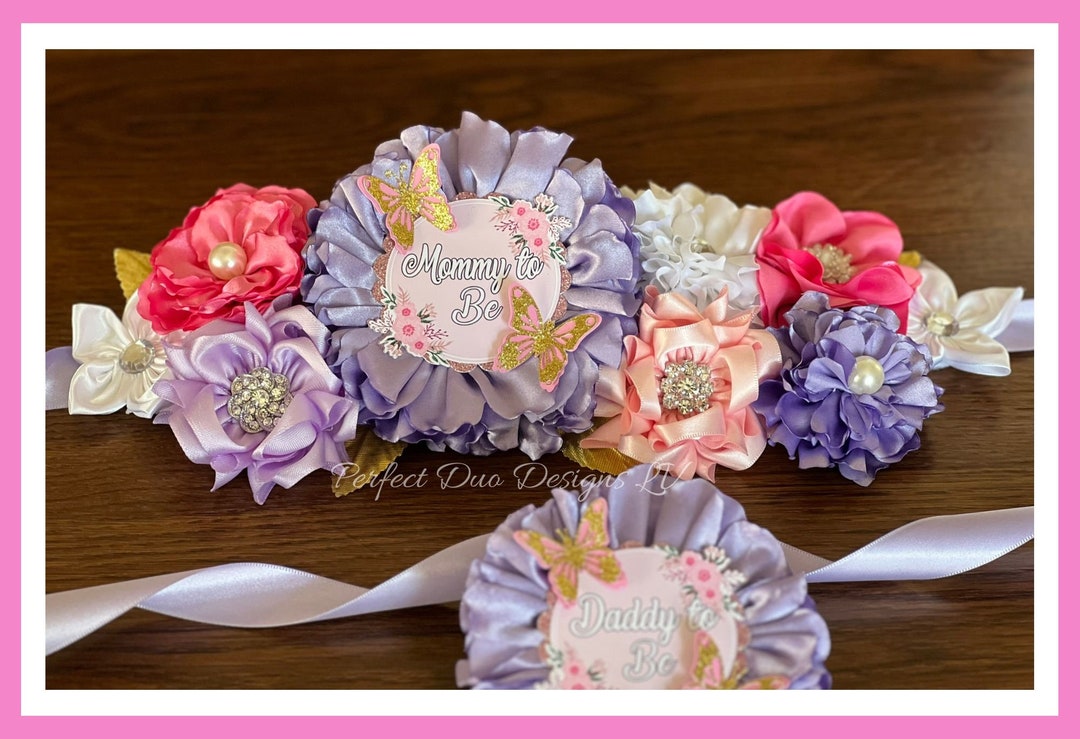 Butterfly Belly Sash, Butterfly Maternity Sash and Pin, Floral ...