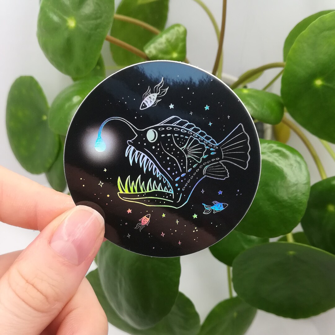Holo DEEP SEA FISH Vinyl Sticker Magical Underwater World Holographic Glossy Waterproof Laptop ...