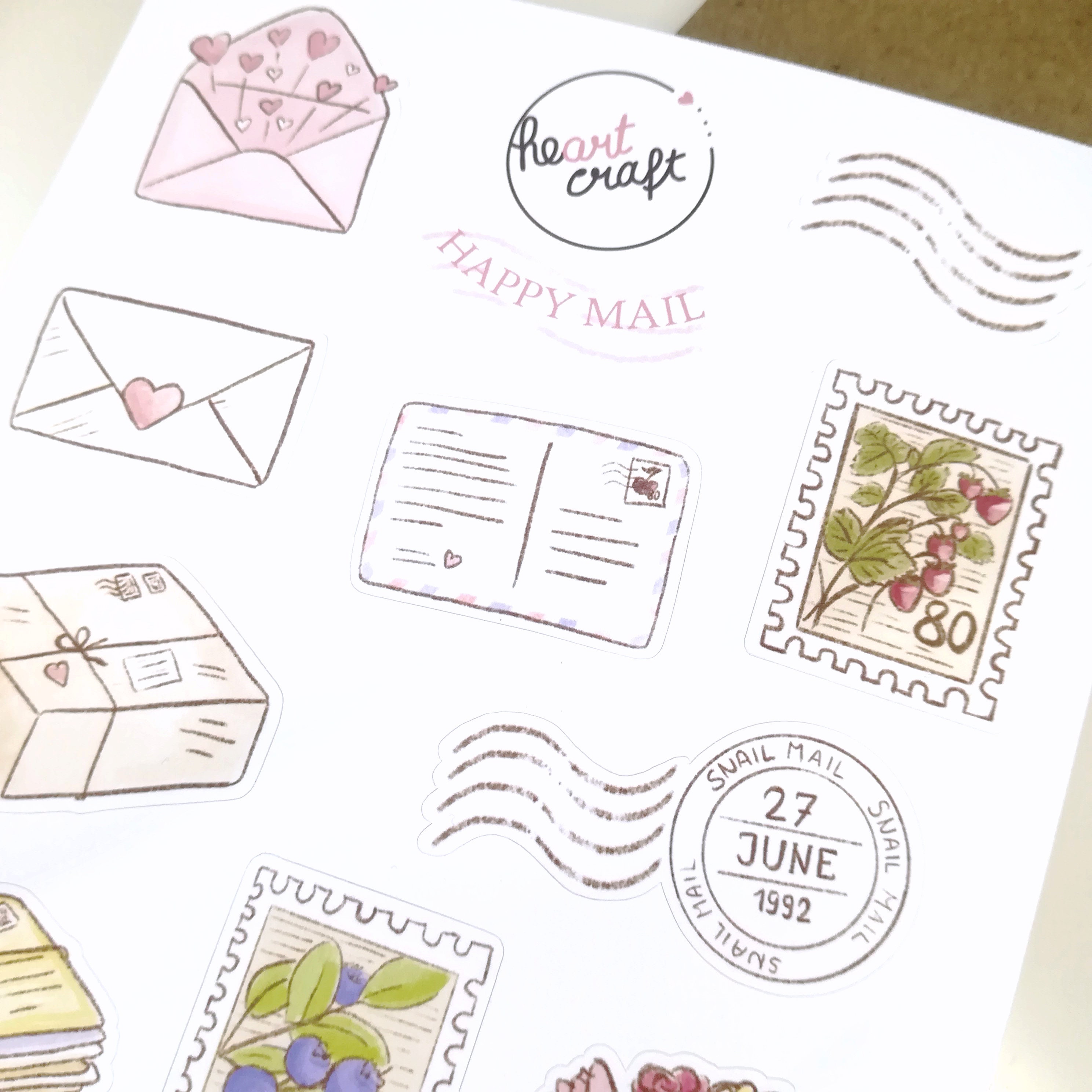 Happy Mail Sticker Sheet Stickerbogen Briefmarken-Post | Etsy