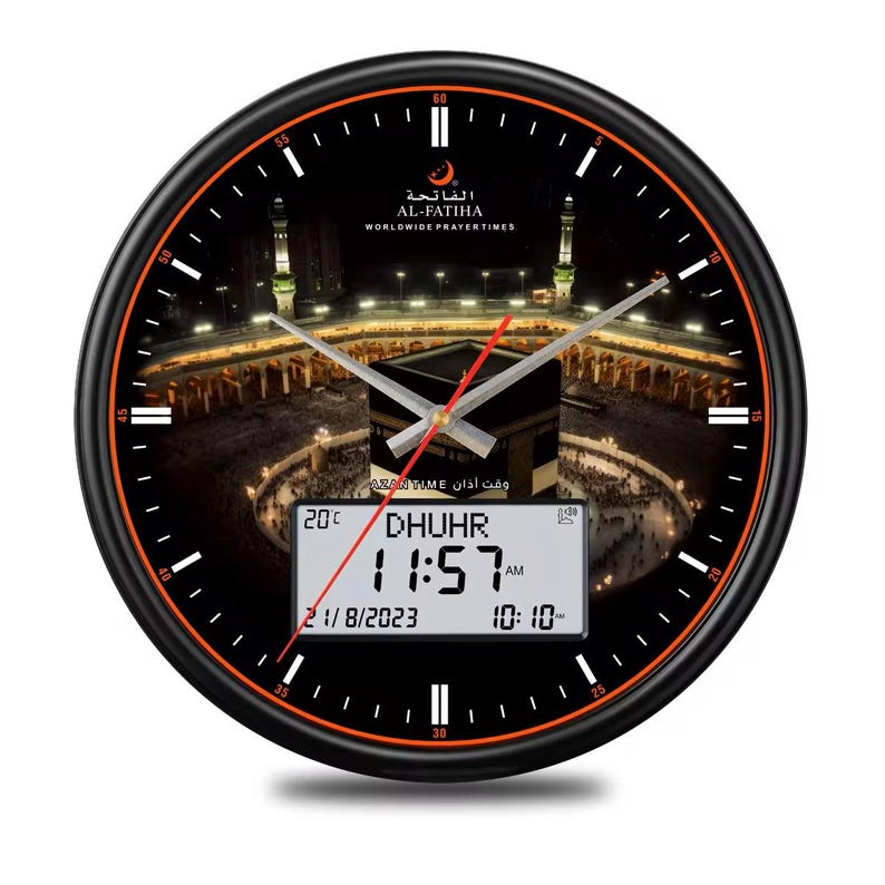 Azan Clock Large Round Wall Automatic Kaaba/kaaba Door Muslim Azan ...