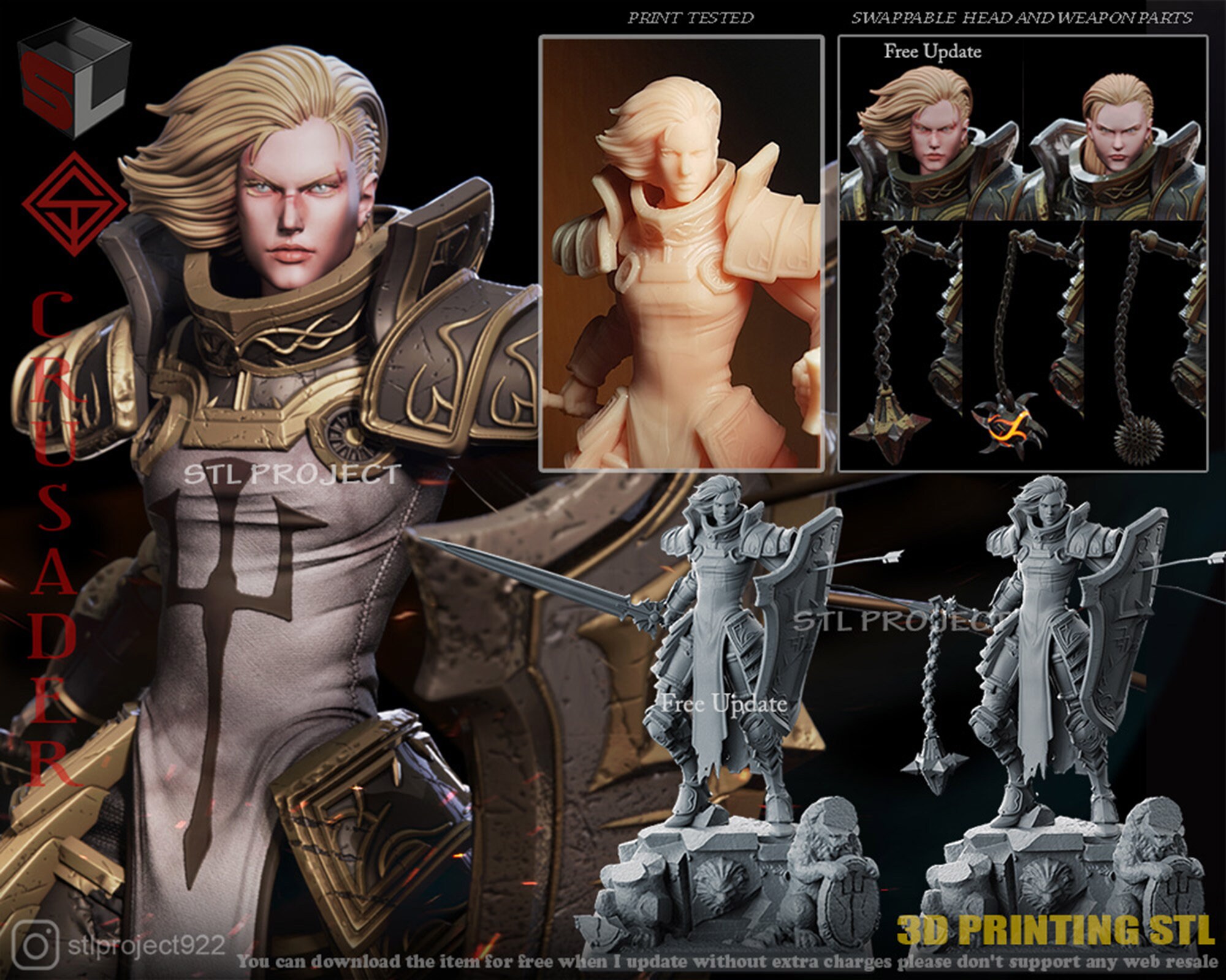 Crusader 3d Print Stl Files Etsy