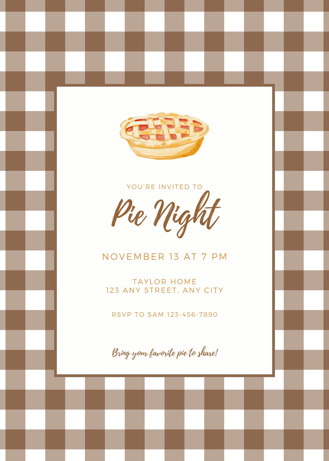 Editable Pie Night Invitation - Etsy