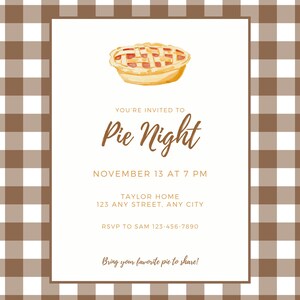 Editable Pie Night Invitation - Etsy