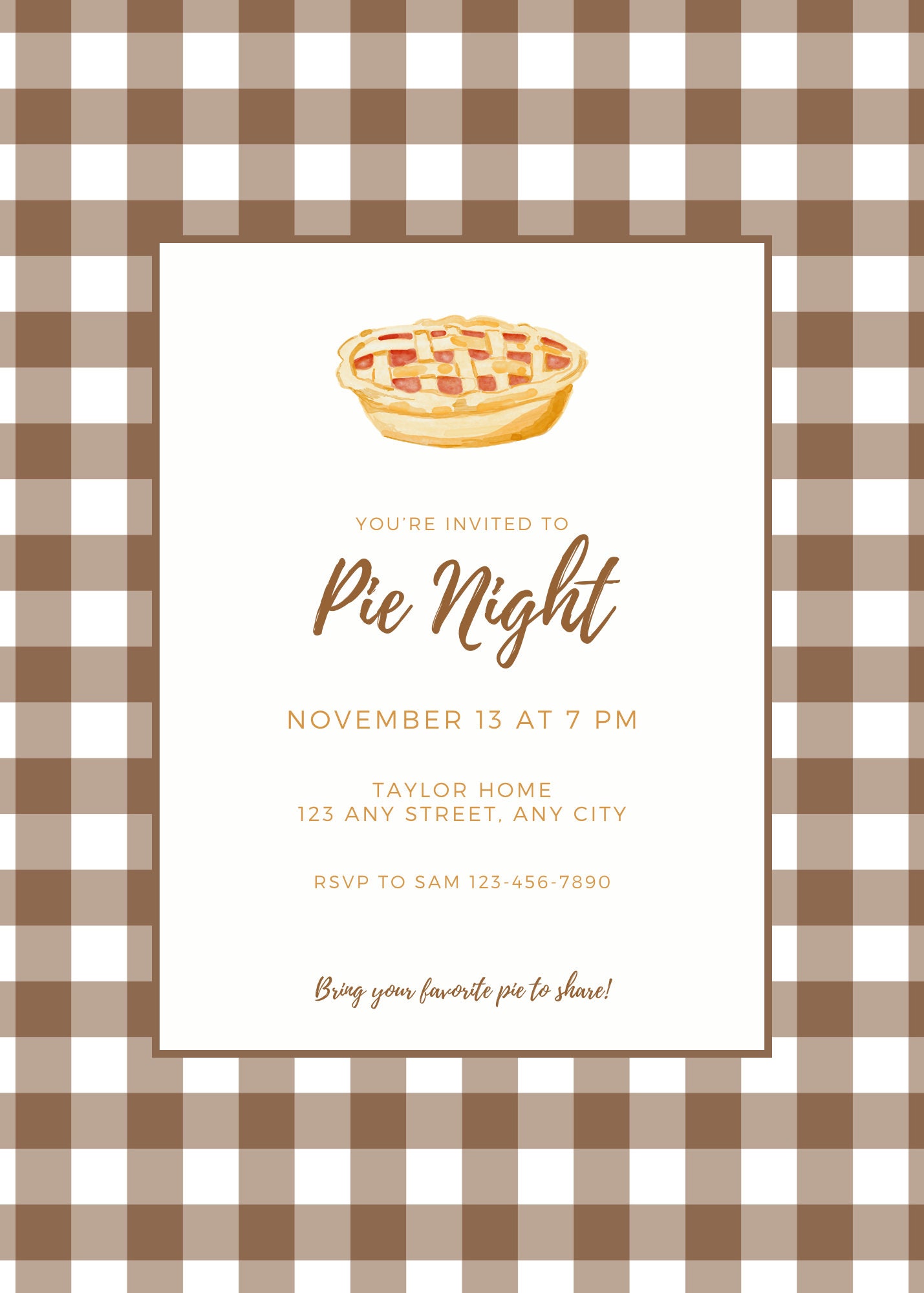 Editable Pie Night Invitation - Etsy