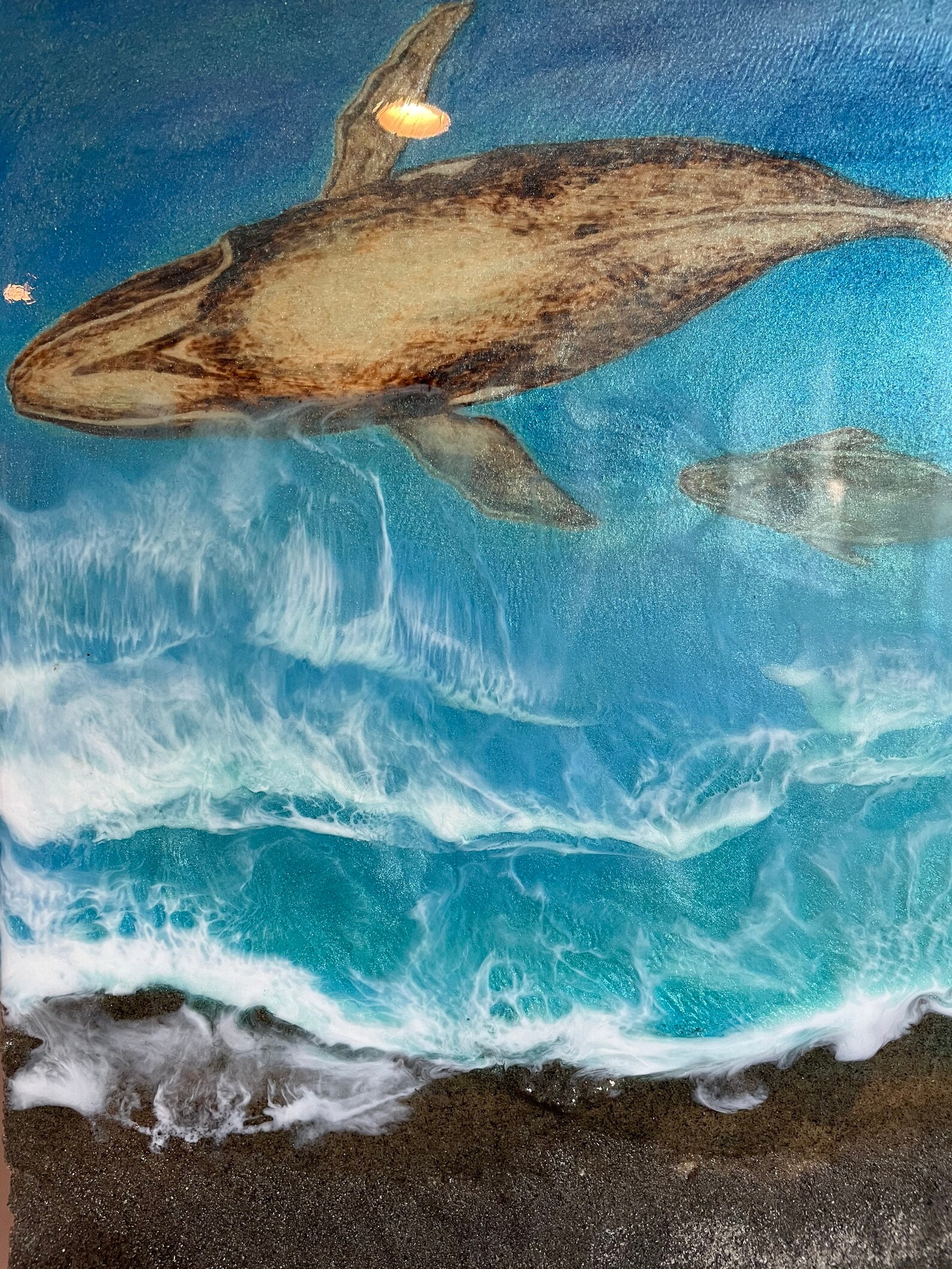 Hand Engraved Whales, Resin Ocean Wall Art, With Live Edge Wood - Etsy