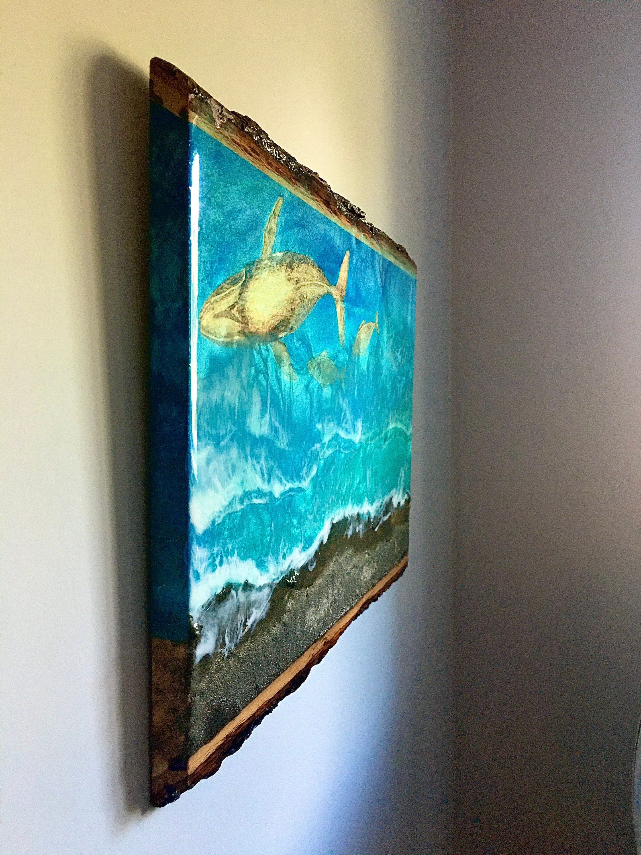Hand Engraved Whales, Resin Ocean Wall Art, With Live Edge Wood - Etsy