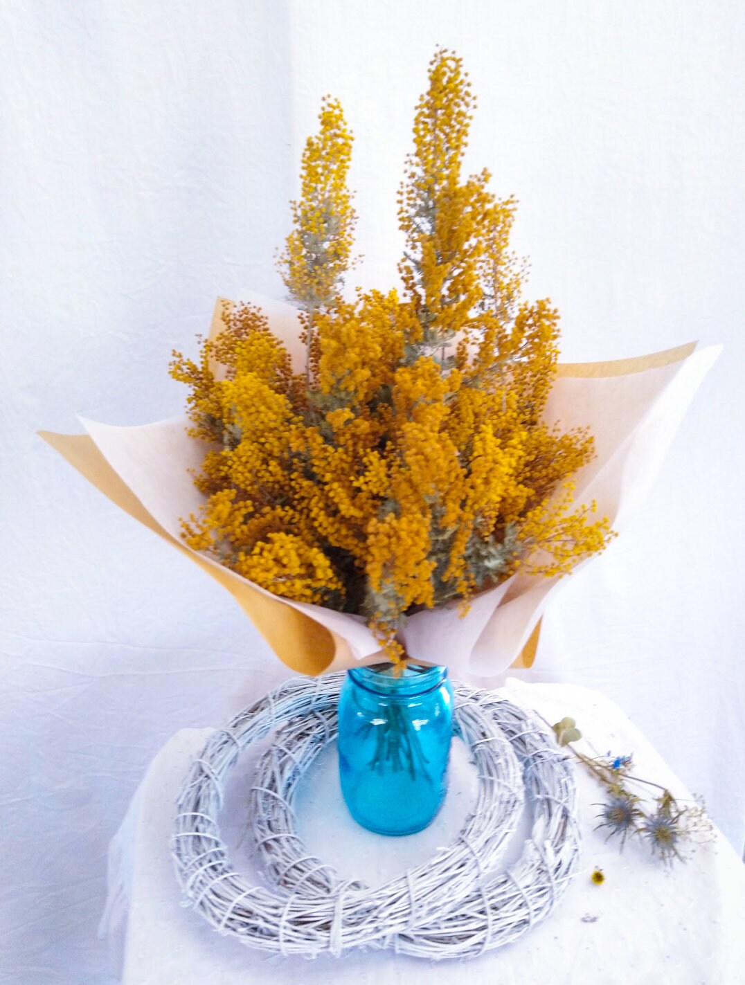 Dried Wattle Flowers Brunch, House Decor, Shop Decor, Gift, Event Decor ...