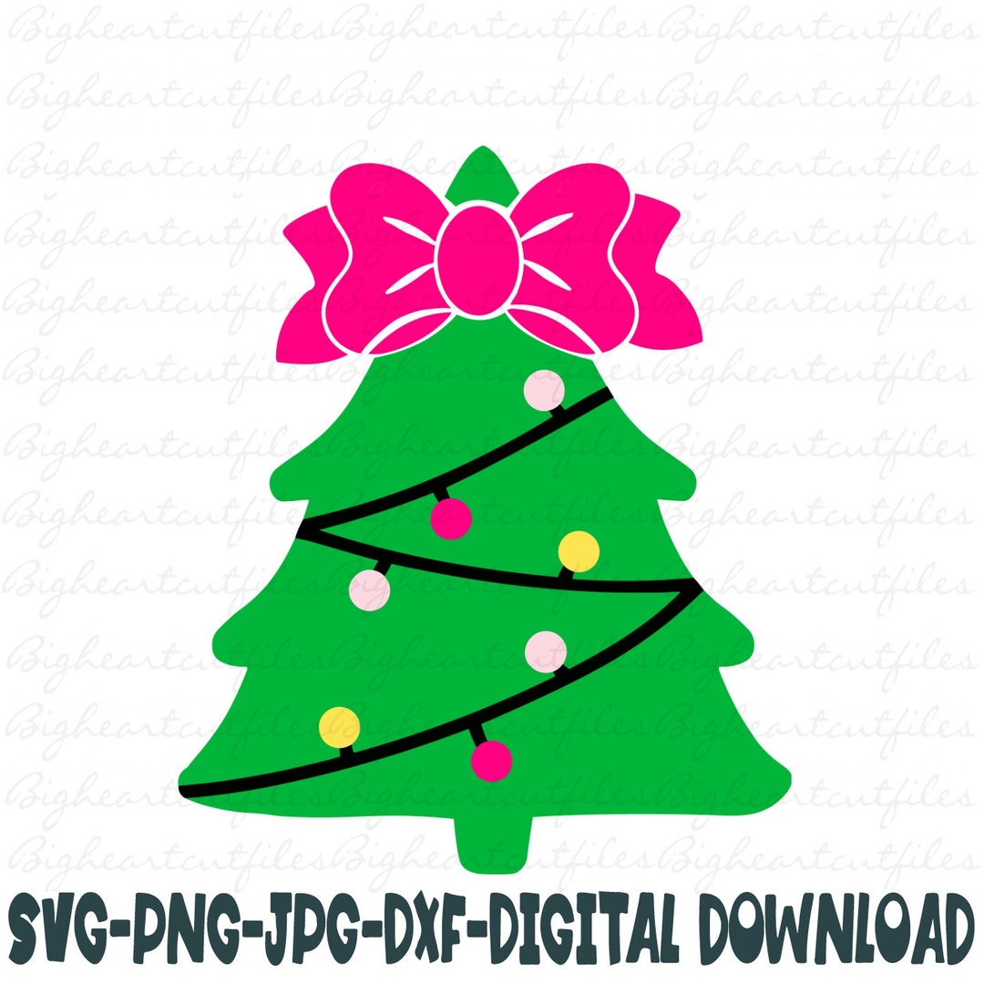 Girl Christmas Tree Svg Png Jpg Dxf Tree With Bow Kids Christmas ...