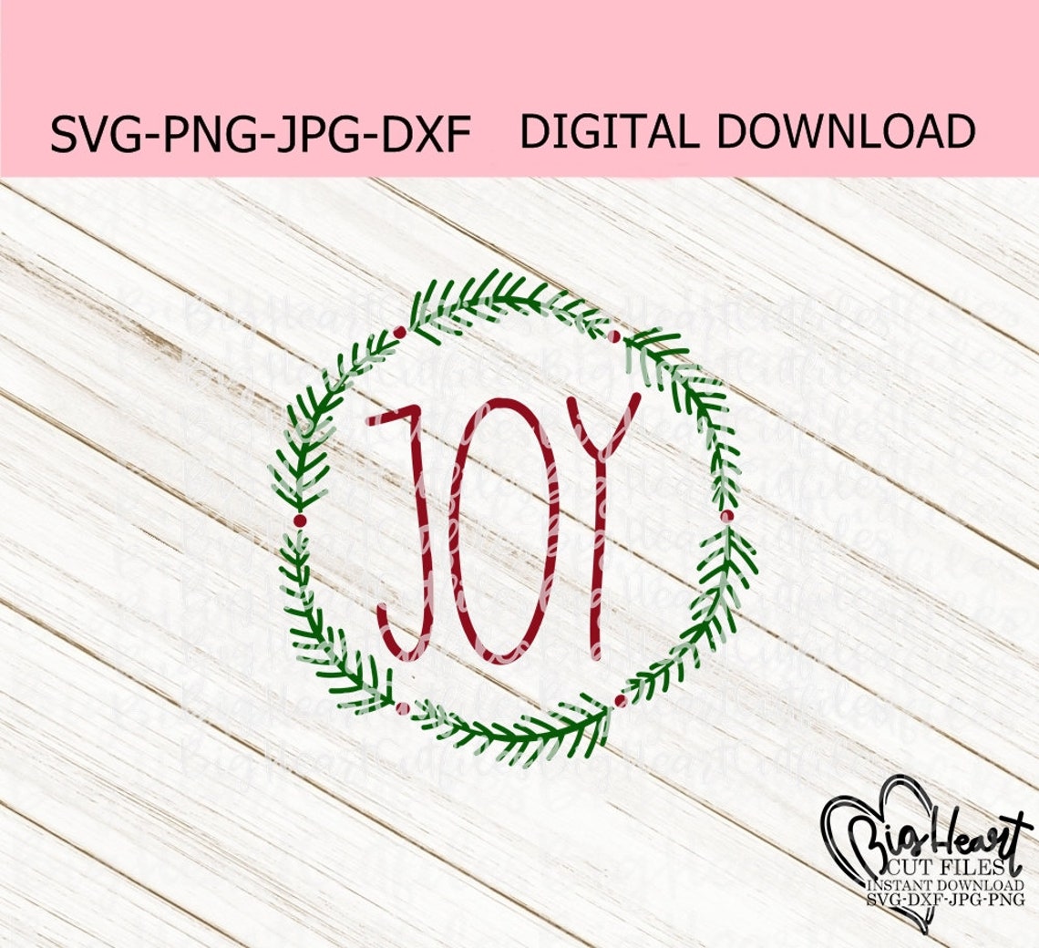 Joy Svg Png Jpg Dxf Joy Christmas Wreath Svg Christmas | Etsy
