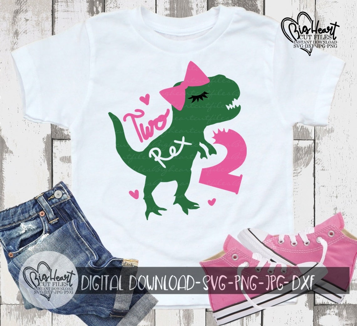 T Rex Birthday Svg Dinosaur Svg Two Rex Dinosaur Birthday - Etsy