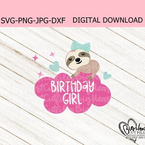 Sloth Svg, Png, Jpg, Dxf, Sloth Cut File, Birthday Sloth Svg, Baby ...