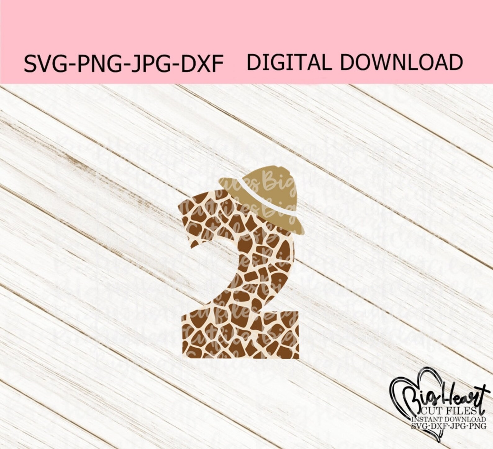 Giraffe Number 2 Svg Png Jpg Dxf Safari Jungle 2nd | Etsy