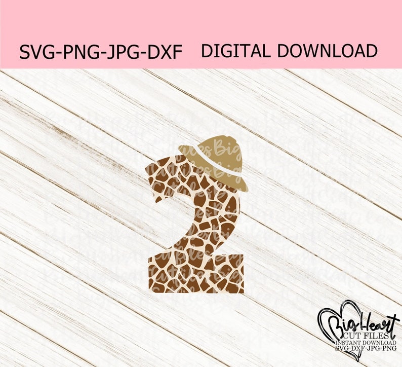 Giraffe Number 2 Svg Png Jpg Dxf Safari Jungle 2nd - Etsy