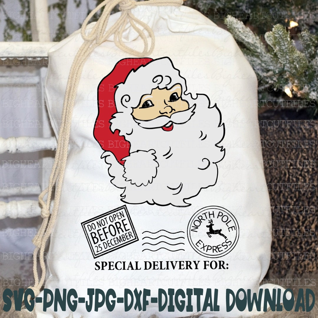 Santa Sack Svg Png Jpg Dxf Santa Toy Bag Design Christmas Svg ...