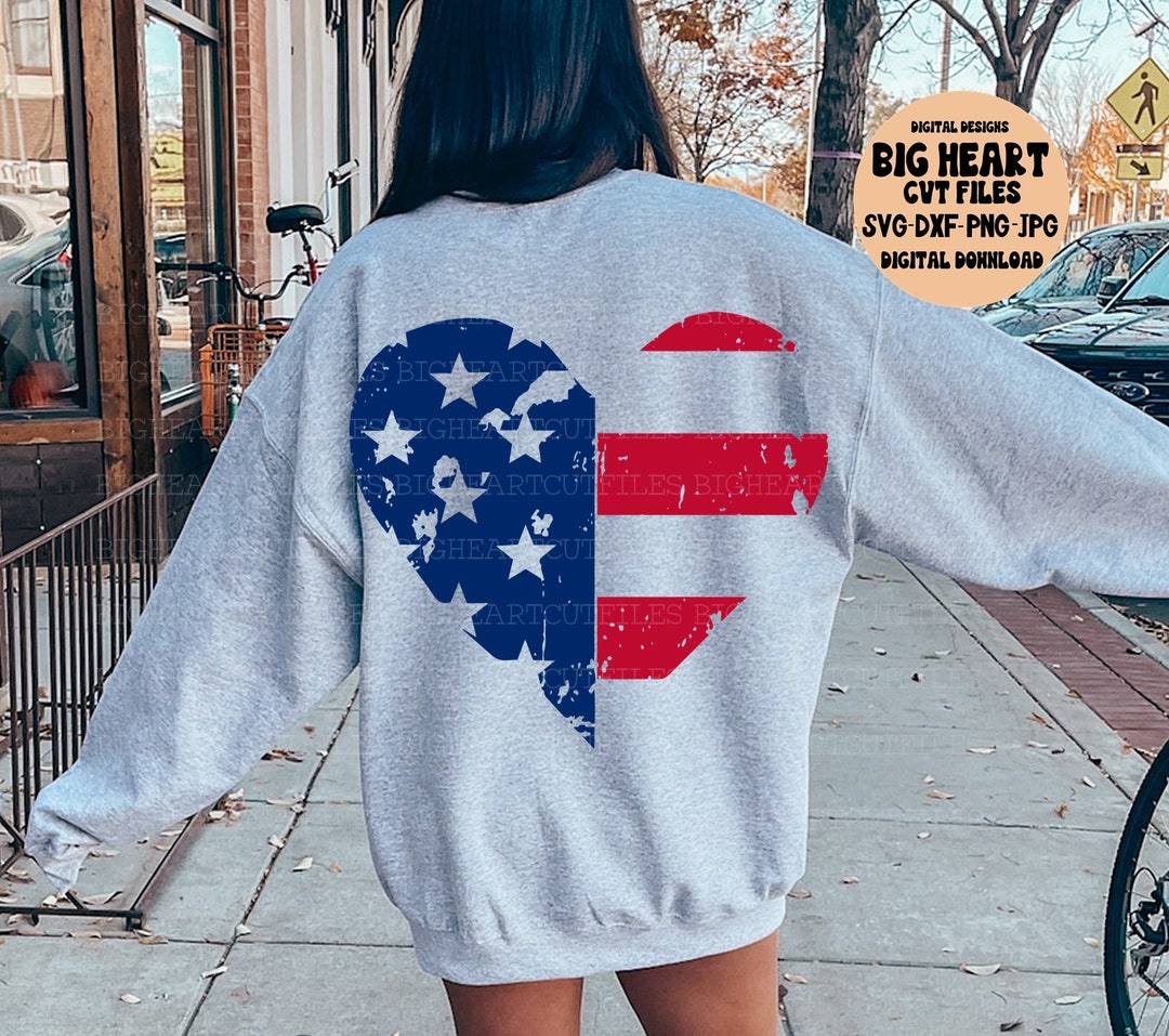 Distressed American Flag Heart Svg Png Jpg Dxf 4th of July - Etsy