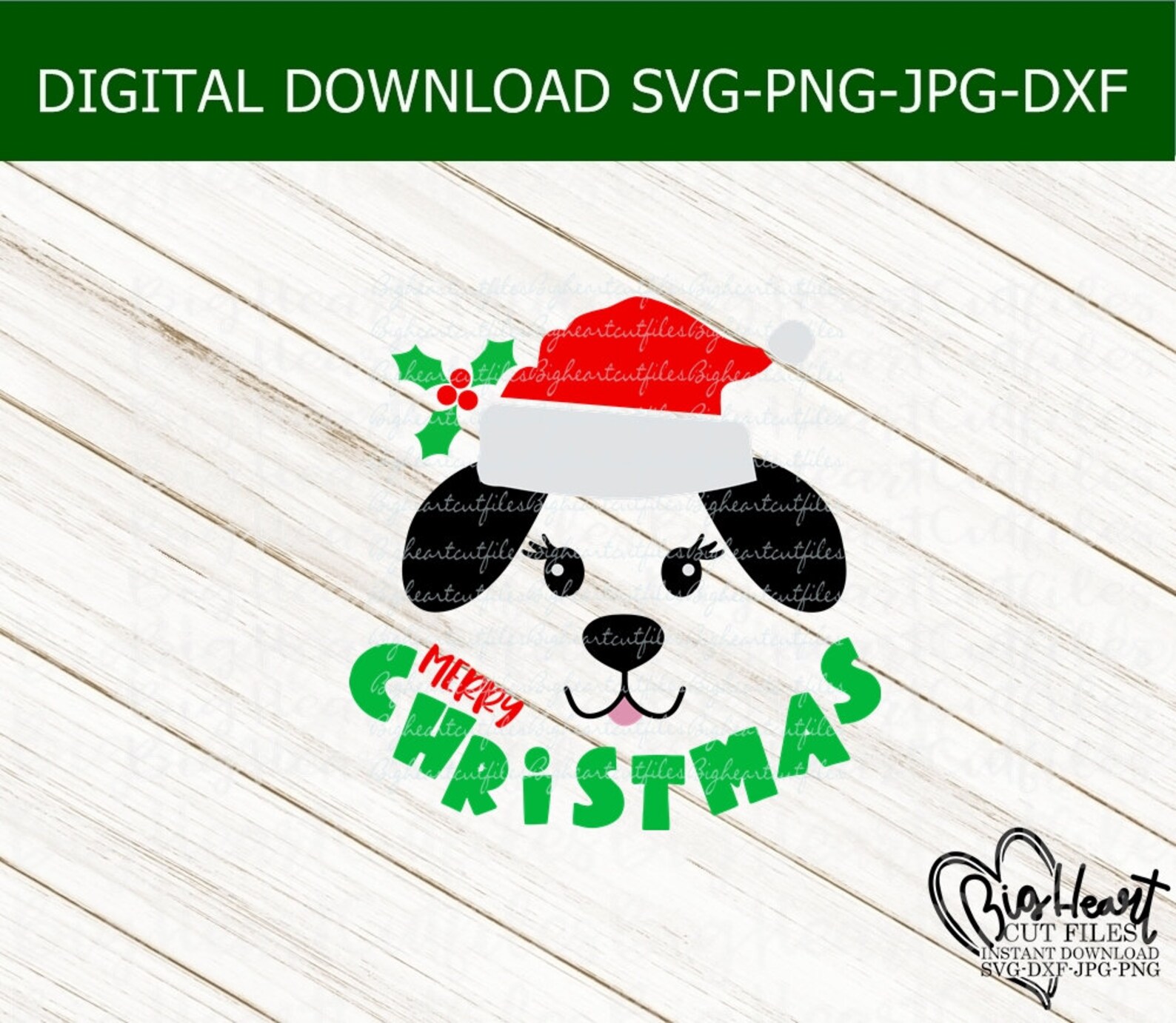 Merry Christmas Svg, Png, Jpg, Dxf, Christmas Dog Svg, Puppy With Santa ...