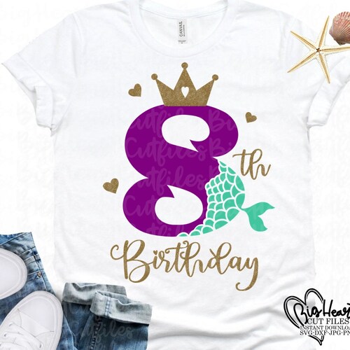 Mermaid 8th Birthday Girl Svgpngjpgdxfmermaid Number With - Etsy