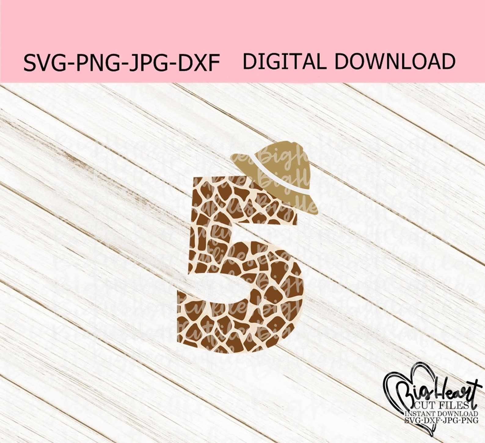 Giraffe Number 5 Svg Png Jpg Dxf Safari Jungle 5th - Etsy