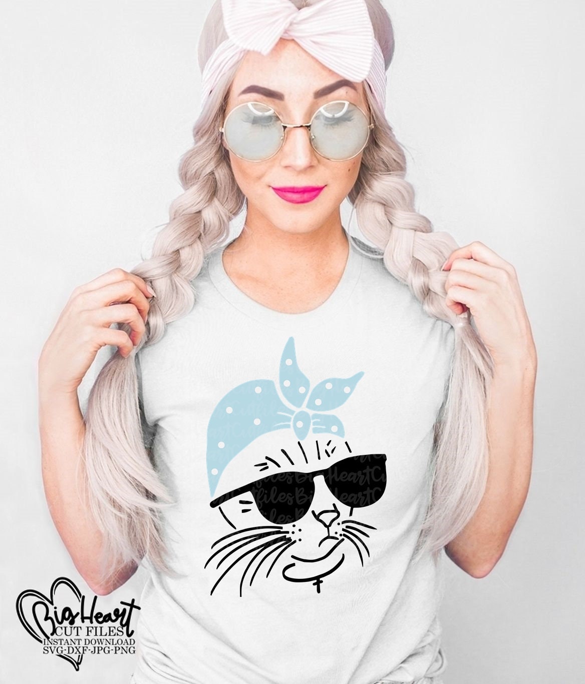 Cute Kitty Svg Png Jpg Dxf Cat Head With Bandana Svg Cat - Etsy