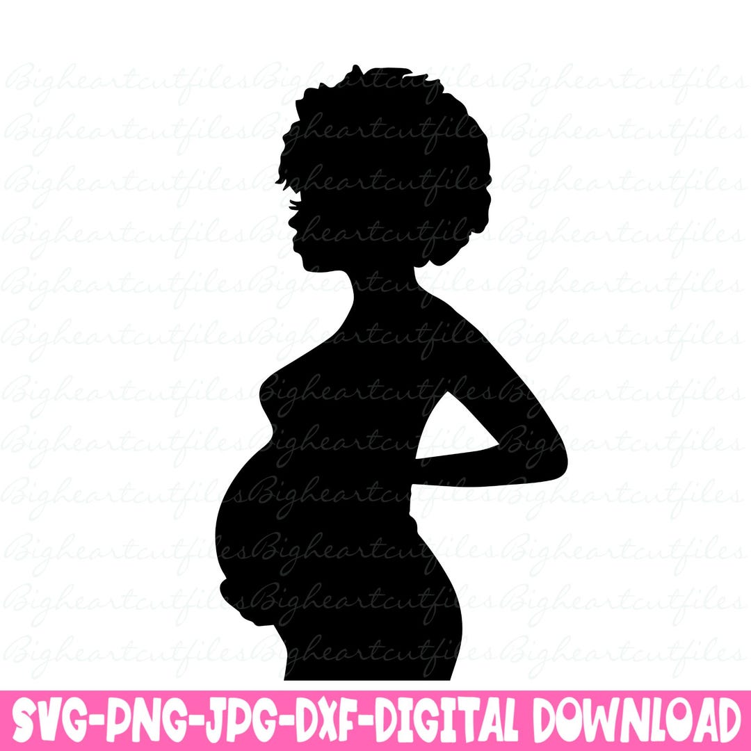 Mujer embarazada negra Svg Silueta de mujer afroamericana Svg Png Jpg ...