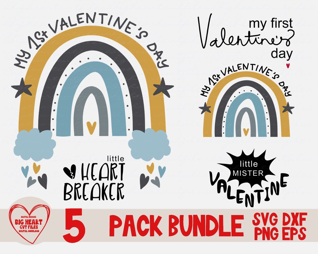 Valentines Svg Bundle, Valentines Day Svg, Png, Dxf, Eps, Rainbow Svg ...