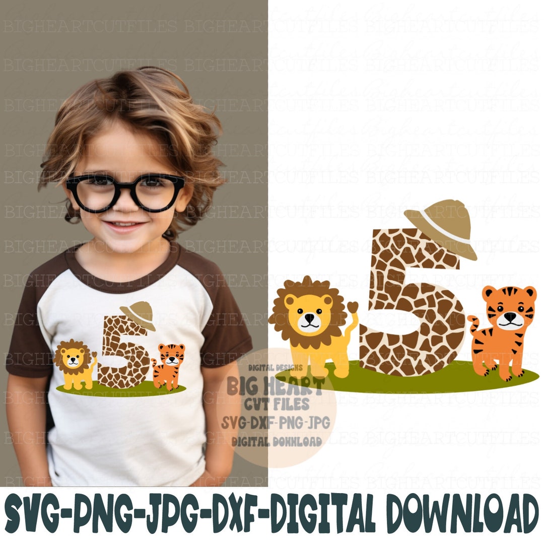 5th Birthday Svg Png Jpg Dxf Fifth Birthday Lion Tiger Boy Birthday Svg ...