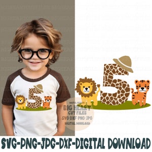5th Birthday Svg Png Jpg Dxf Fifth Birthday Lion Tiger Boy Birthday Svg ...