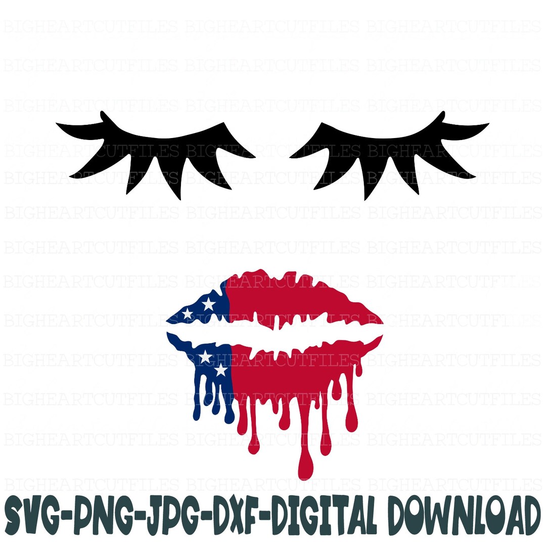 Woman Face Svg Png Jpg Dxf Eyelashes Svg American Flag Dripping Lips ...