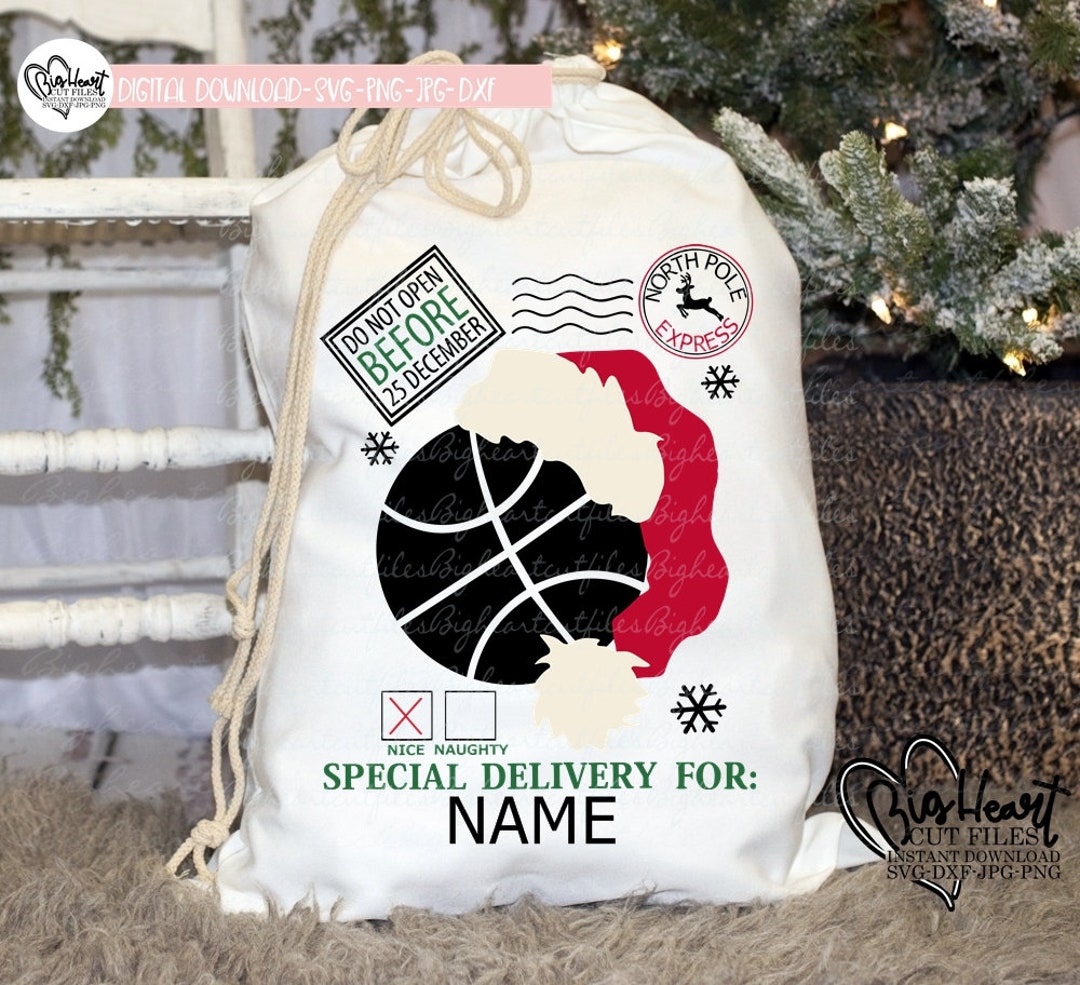Basketball Santa Sack Svg, Png, Jpg, Dxf, Christmas Basketball Svg ...