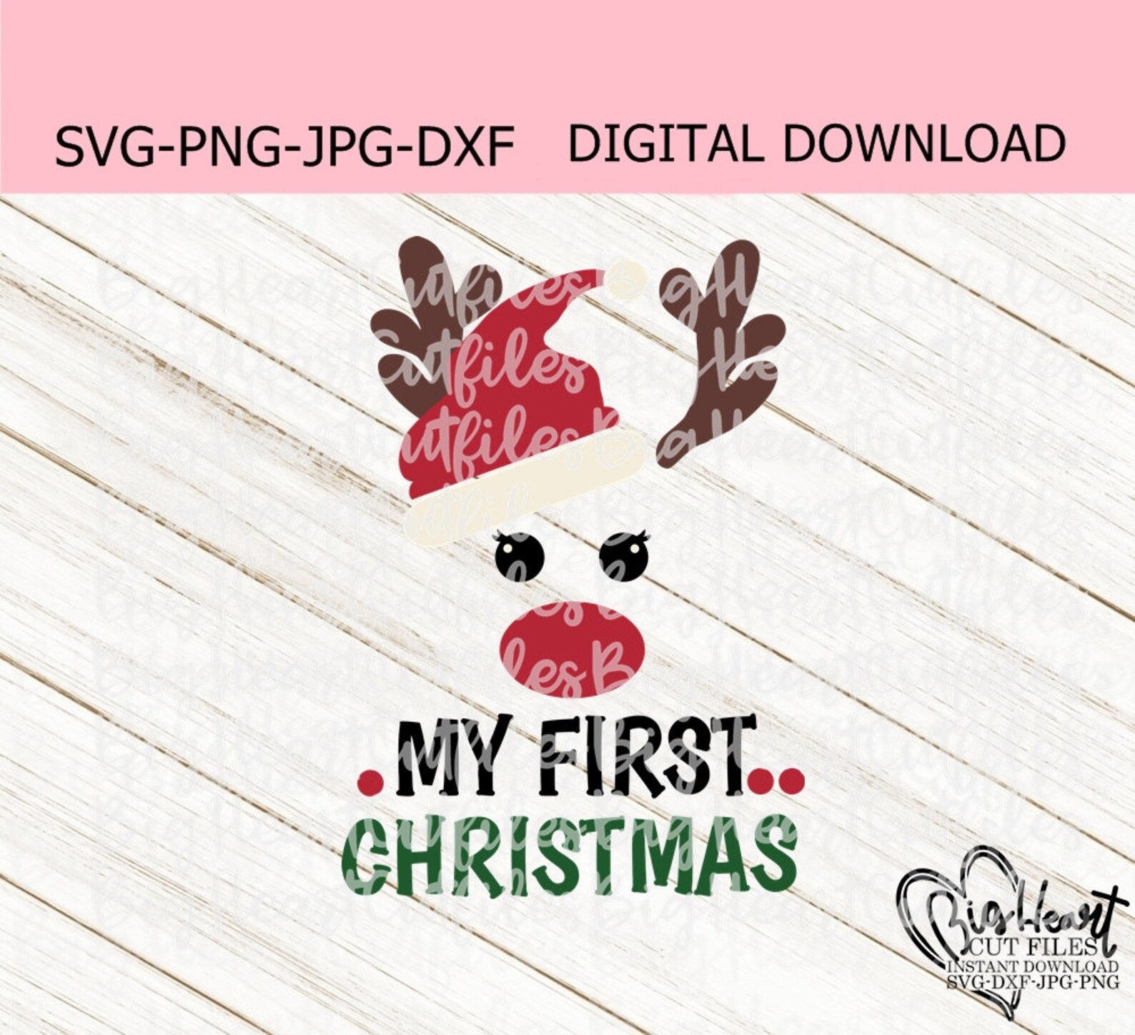 My First Christmas Svg Png Jpg Dxf Reindeer Svg 1st - Etsy