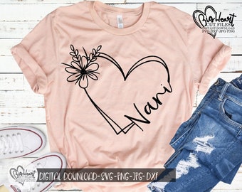 Nani Floral Heart Svg - Etsy