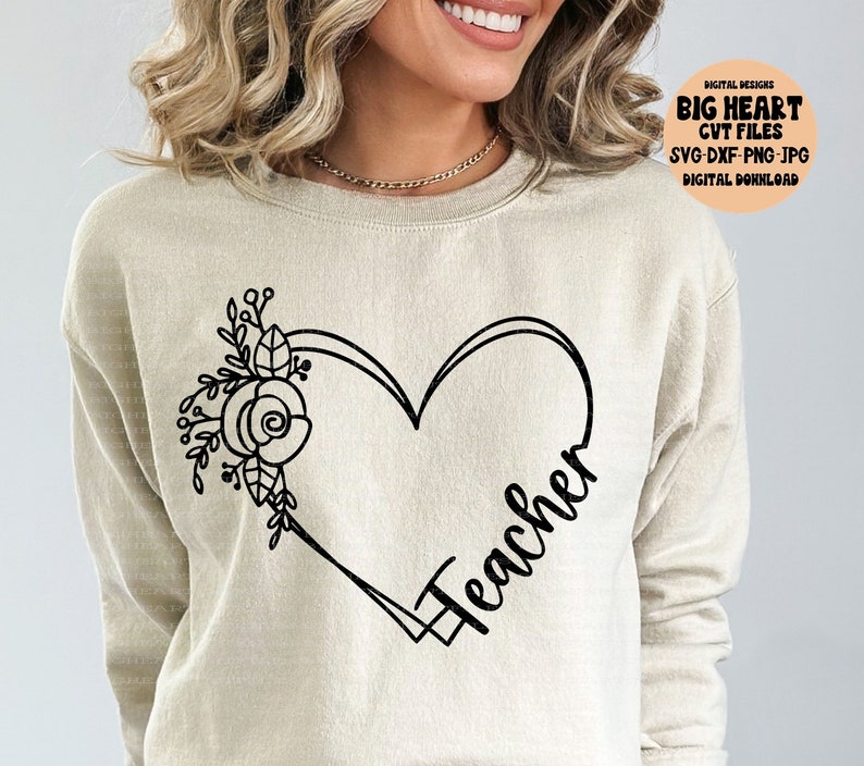 Teacher Heart Svg Png Jpg Dxf Teacher Cut File First Day - Etsy