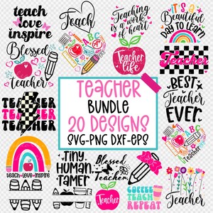 Teacher Svg Bundle Back to School Teacher Shirt Svg Silhouette and ...