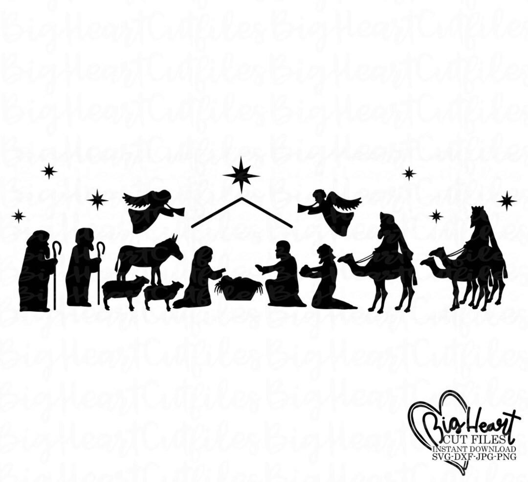 Nativity Scene Svg, Png, Jpg, Dxf, Christmas Nativity Svg, Baby Jesus ...