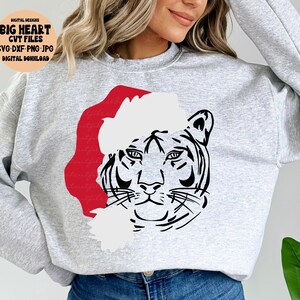Christmas Tiger Svg Png Jpg Dxf Tiger With Santa Hat Svg - Etsy