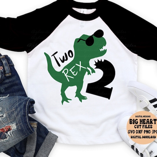Two Rex Svg 2nd Birthday Svg Dinosaur Birthday Svg Dxf Eps - Etsy
