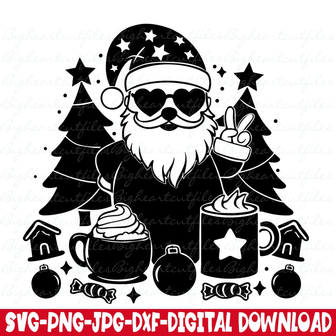 Trending Christmas Svg Retro Santa Svg Png Jpg Dxf Christmas Silhouette ...