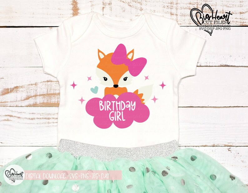 Fox Birthday Girl Svg Png Jpg Dxf Girl Birthday Design - Etsy