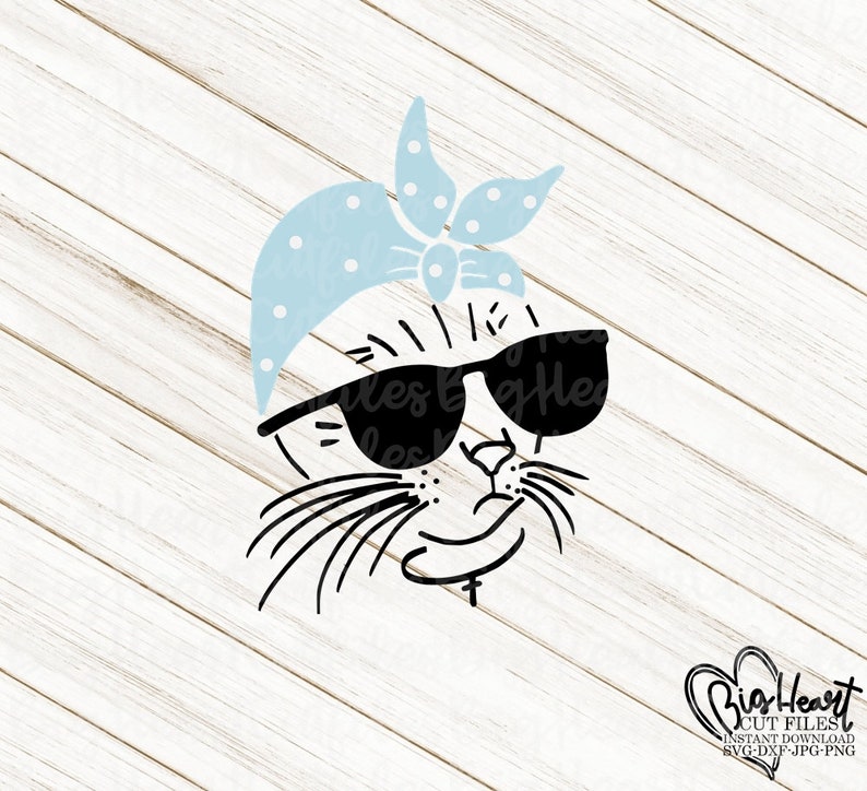 Cute Kitty Svg Png Jpg Dxf Cat Head With Bandana Svg Cat | Etsy