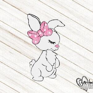 Easter Bunny Svg, Png, Jpg, Dxf, Easter Svg, Cute Bunny With Bow Svg ...