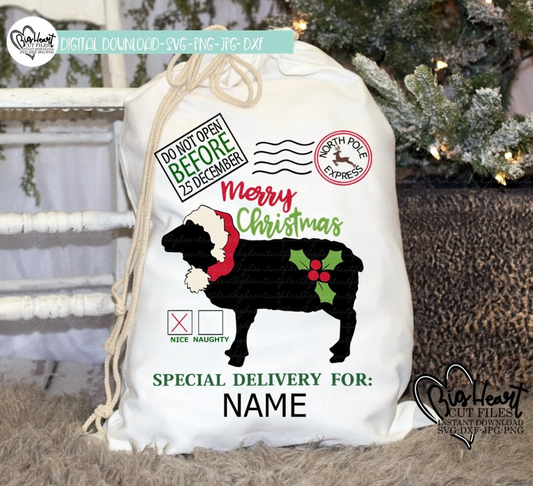 Santa Sheep Santa Sack Svg, Png, Jpg, Dxf, Christmas Sheep Svg, Santa ...