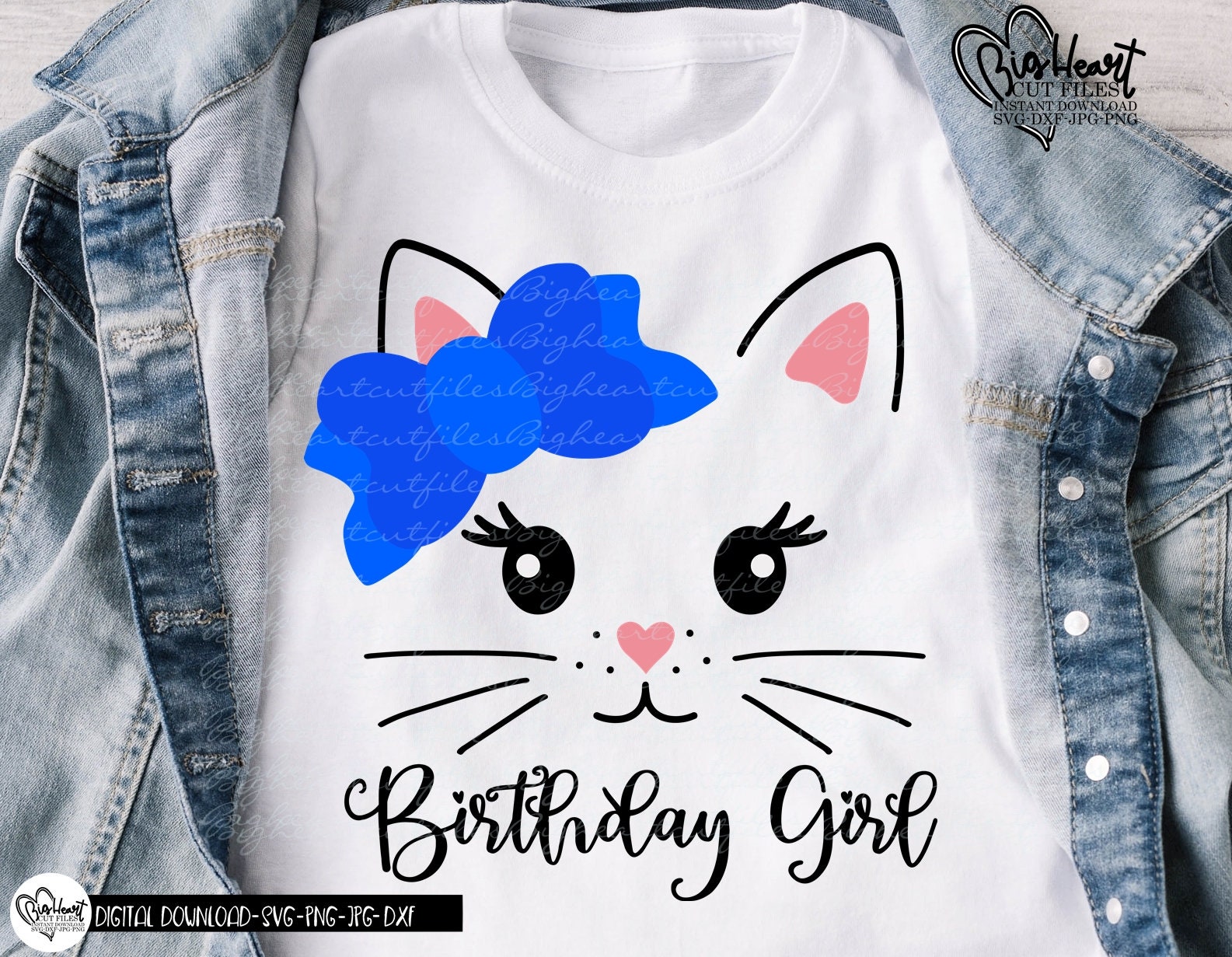 Cat Birthday Girl Svg Png Jpg Dxf Cat Face Svg Cat With | Etsy