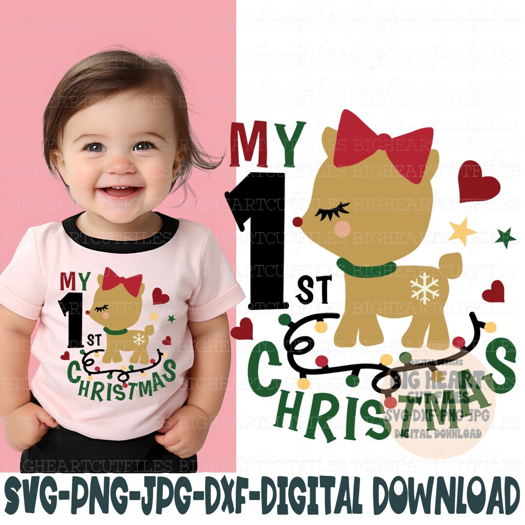My First Christmas Svg, Png, Jpg, Dxf, Girl Deer Svg, 1st Christmas Svg ...