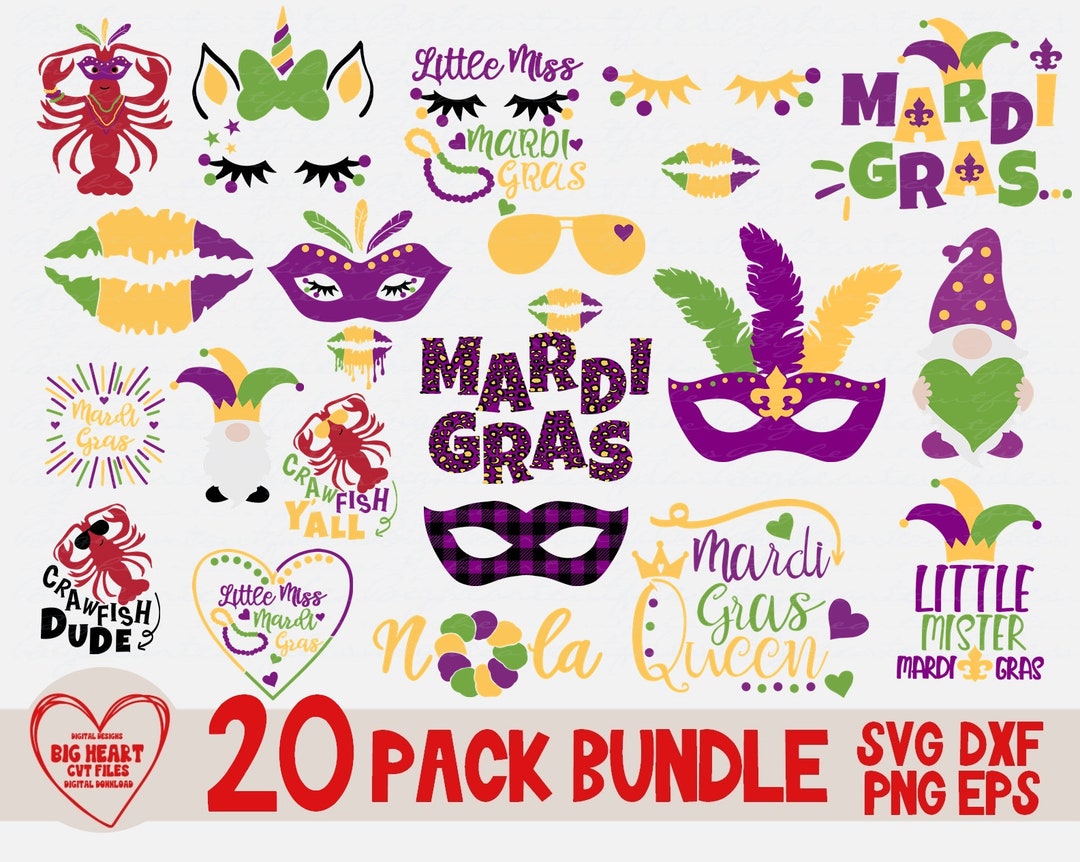 Mardi Gras Svg Bundle, Carnival Svg, Png, Eps, Dxf, Mardi Gras Clipart ...