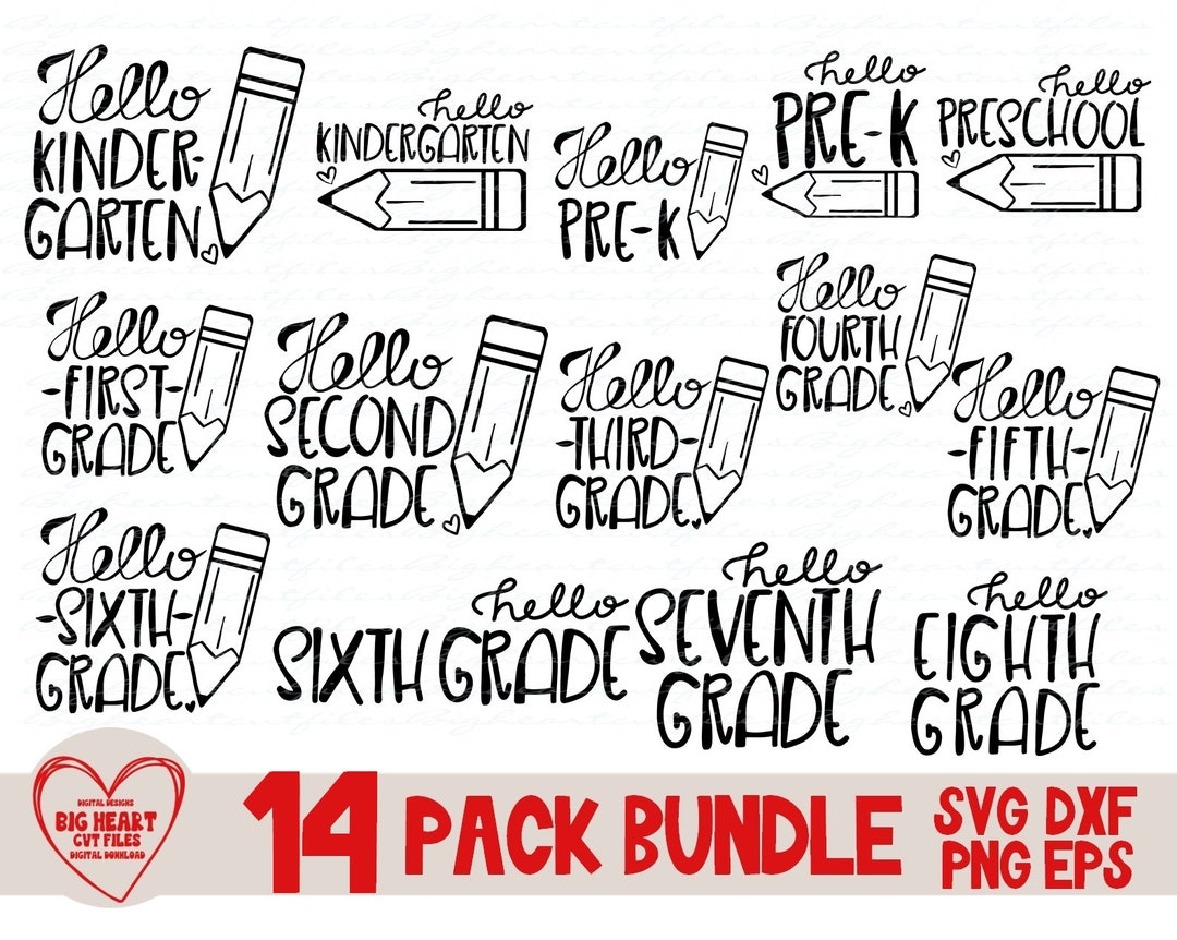 Hello Grade Bundle, School Svg Bundle, Back to School Bundle Svg, Png ...