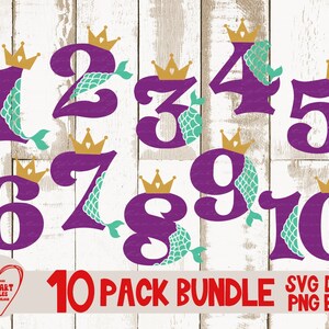Birthday Svg Bundle, Birthday Numbers Svg, Png, Eps Dxf, Mermaid ...