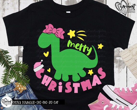 Christmas Dinosaur Svg Png Jpg Dxf Baby Girl Merry - Etsy